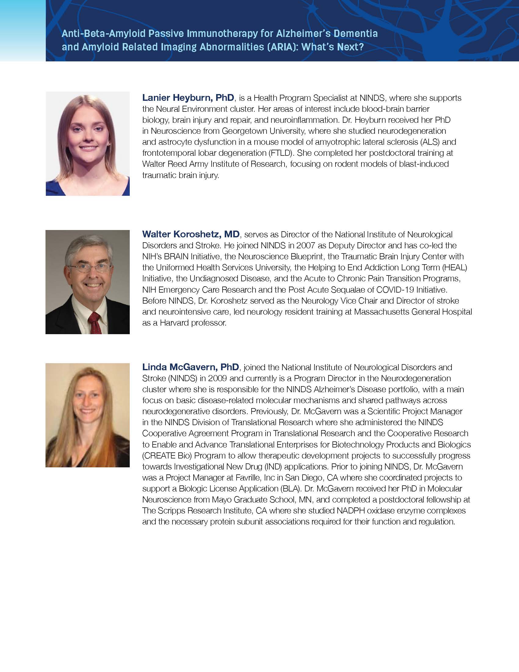 Speaker Bios - NINDS Anti-Beta and ARIA